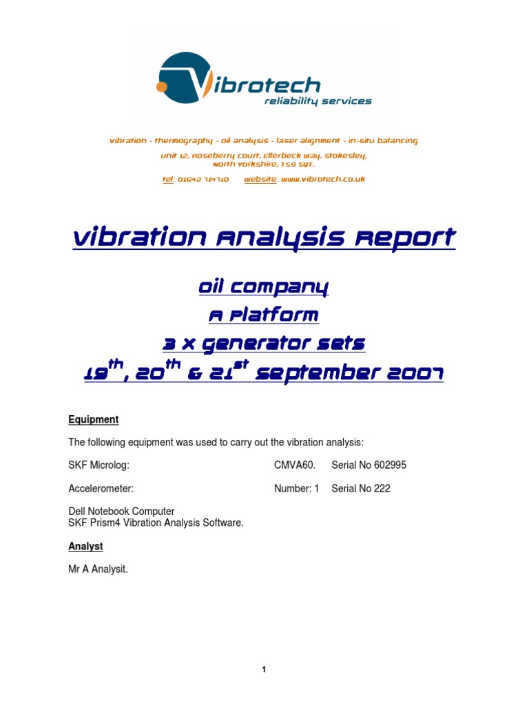 Vibration Analysis Generator Sets | PDF | Frequency | Motion (Physics)