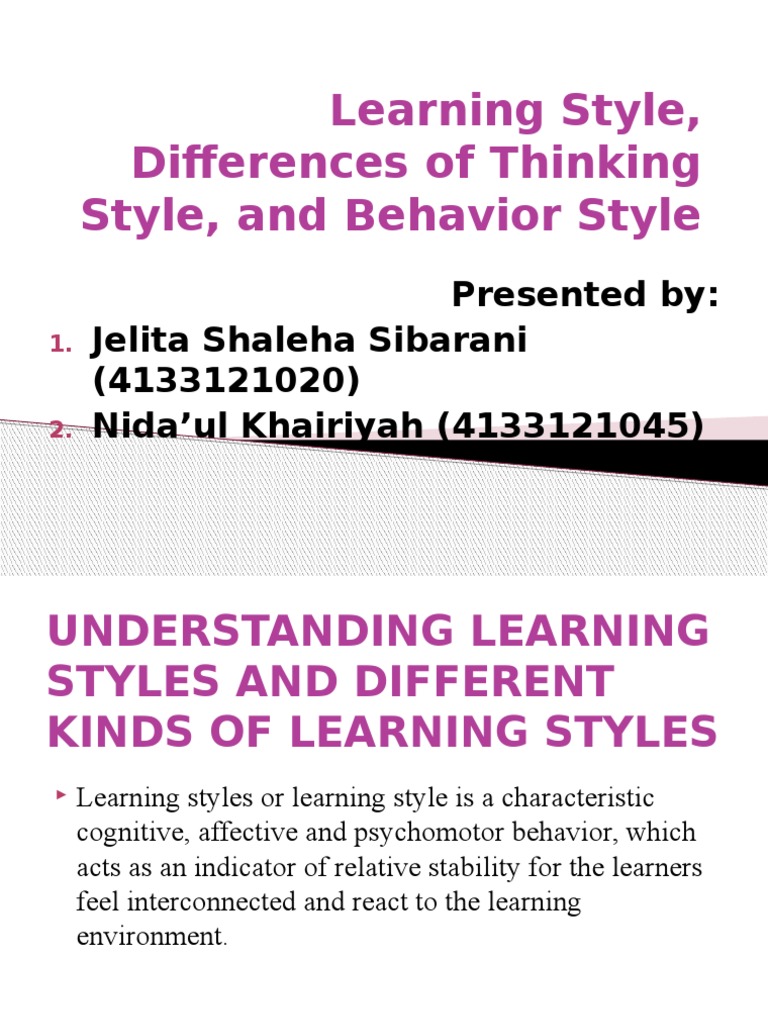Learning Style, Differences of Thinking Style | PDF | Learning Styles ...