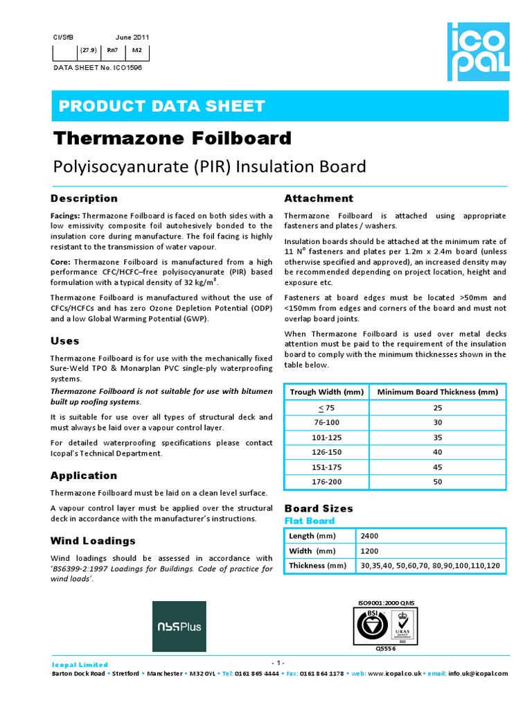 Thermazone Foilboard Insulation Datasheet | PDF | Chlorofluorocarbon ...