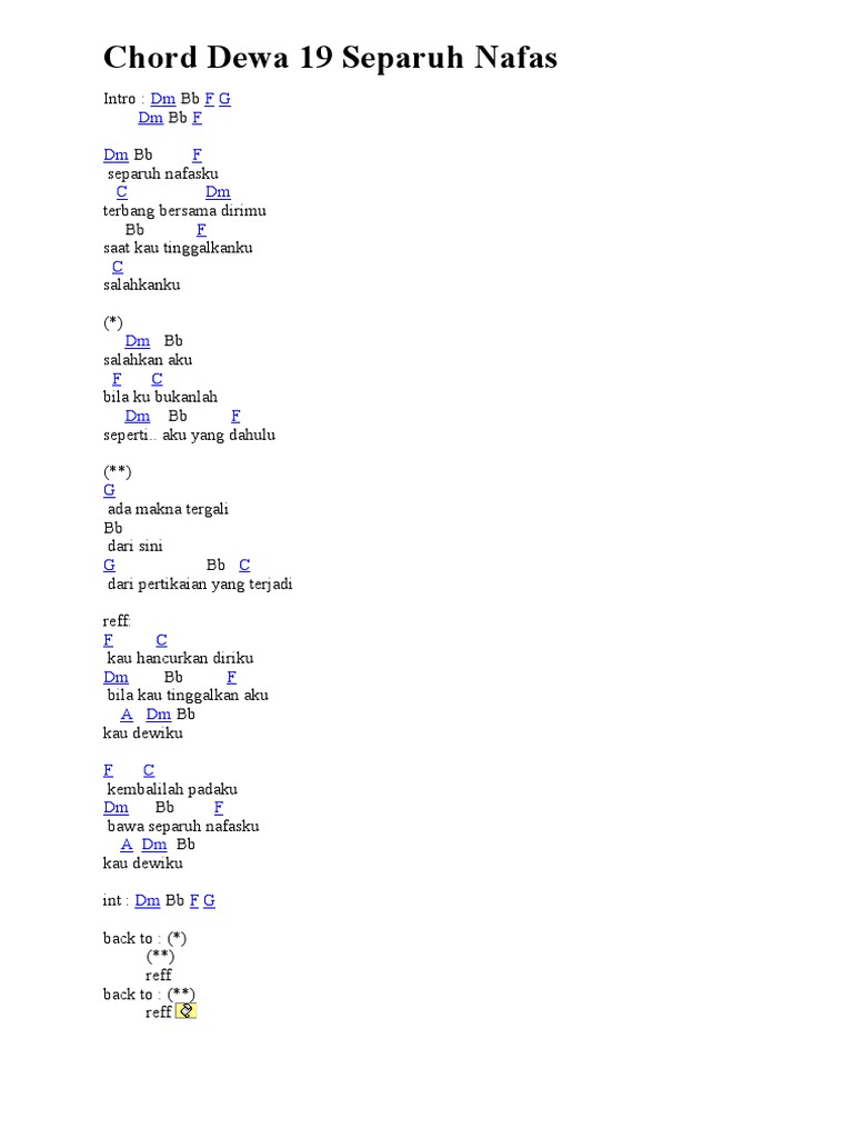 Chord Dewa 19 Separuh Nafas | PDF