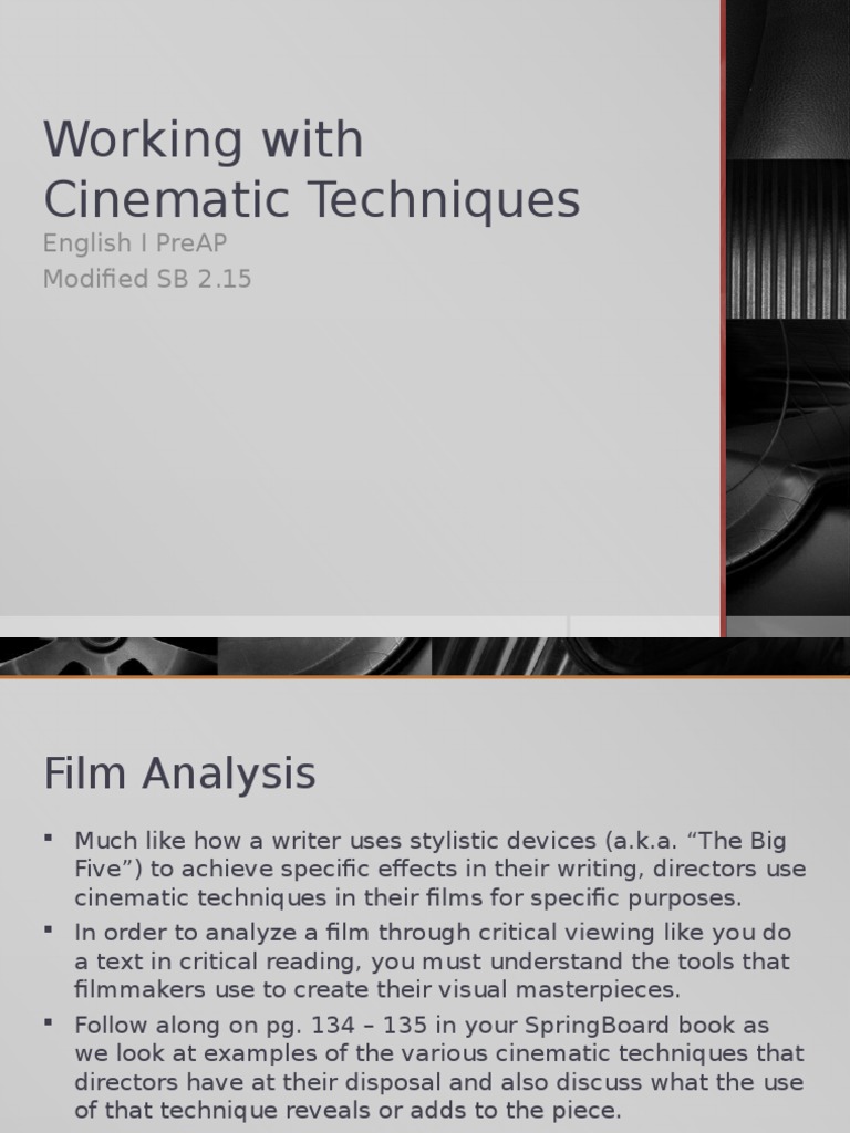 Cinematic Techniques Terms And Examples Camera Leisure