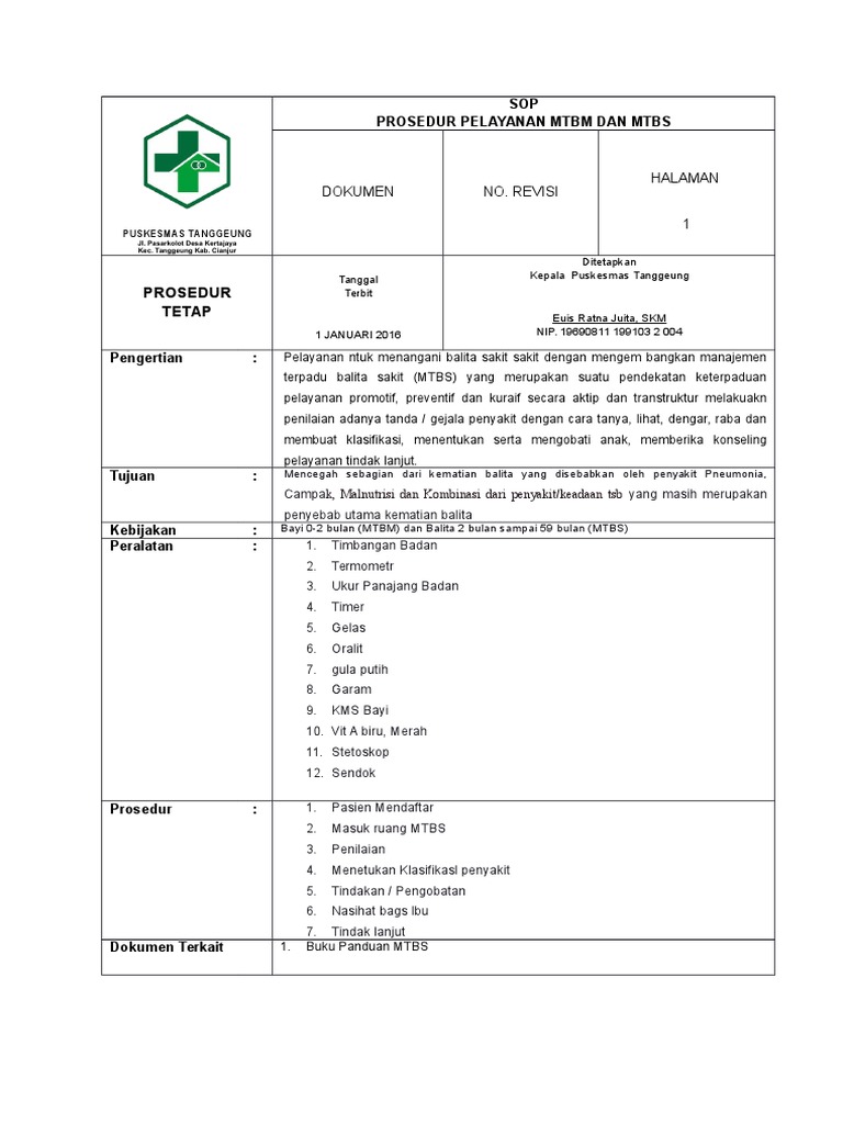 Sop MTBS | PDF | Kesehatan Holistik | Sains & Matematika