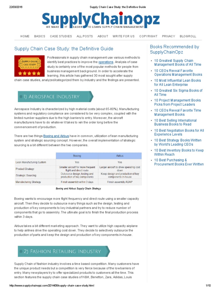 Supply Chain Case Study - The Definitive Guide | PDF | Supply Chain ...