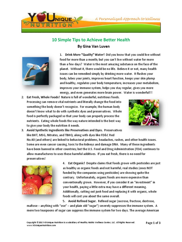 10 Tips For A Better Health | PDF | Cooking Oil | Trans Fat