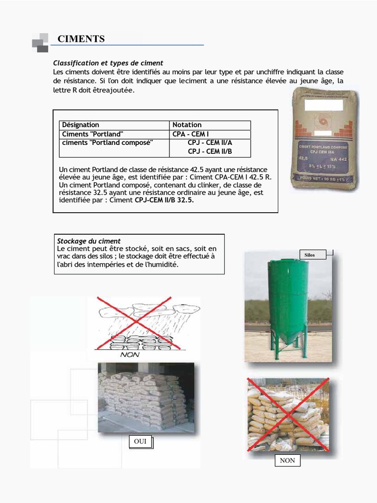 Classification et Types de Ciment | PDF | Béton | Ciment
