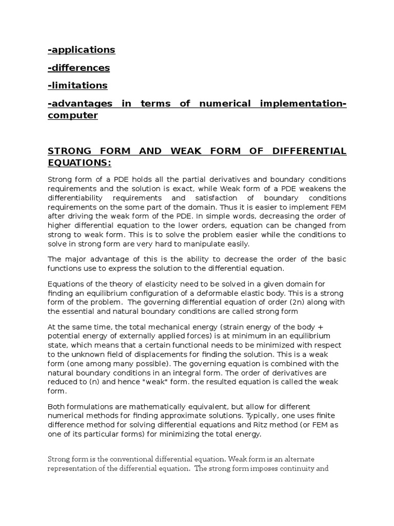 Strong Form and Weak Form | PDF | Partial Differential Equation ...