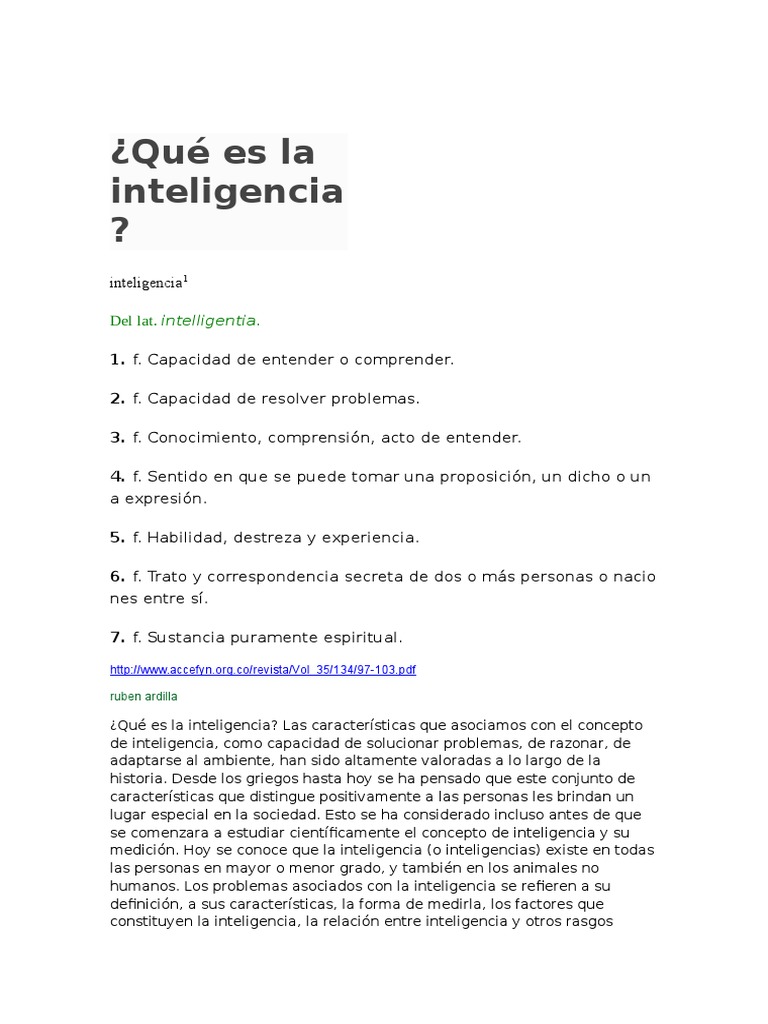 Qué Es La Inteligencia | PDF | Psicología Aplicada | Inteligencia