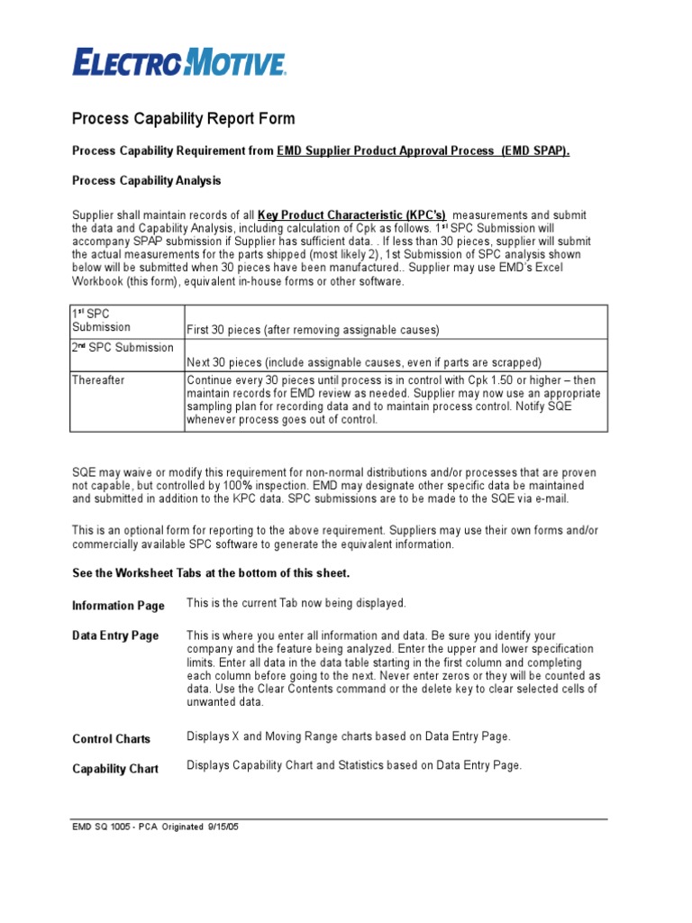 Process Capability Report Form06 | PDF | Standard Deviation | Data