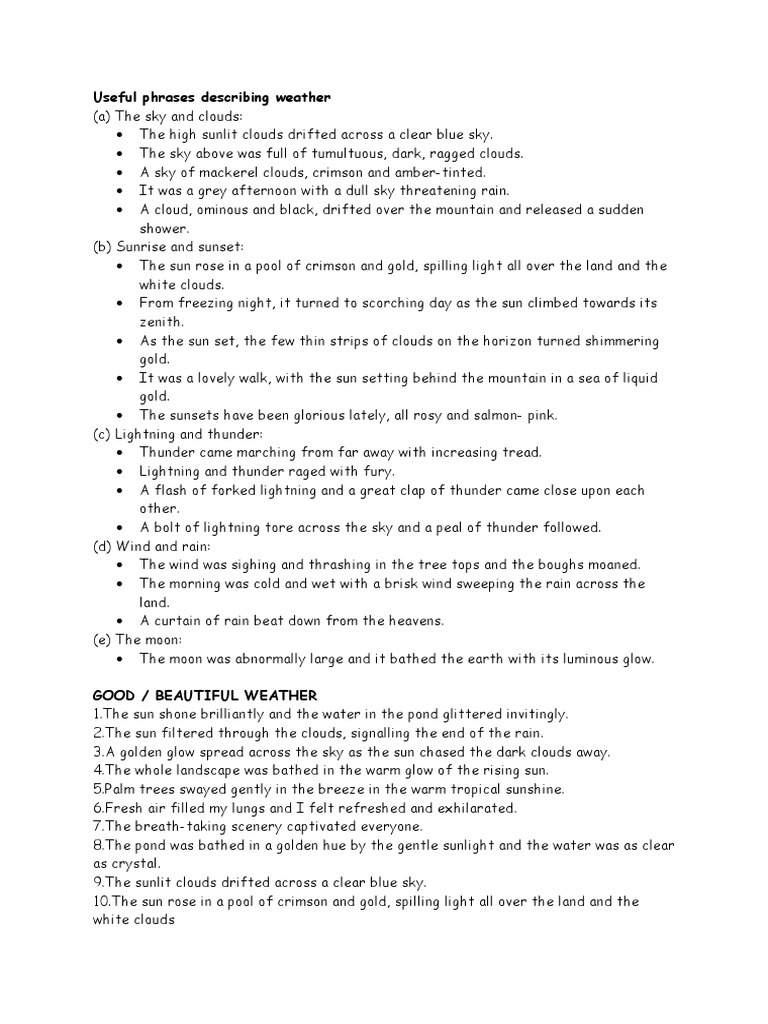 Creative Weather Descriptions Guide | PDF | Sky | Earth Phenomena