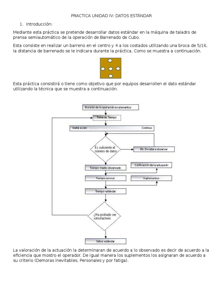 Practica Unidad IV Datos Estandar | PDF | Perforar | Herramientas