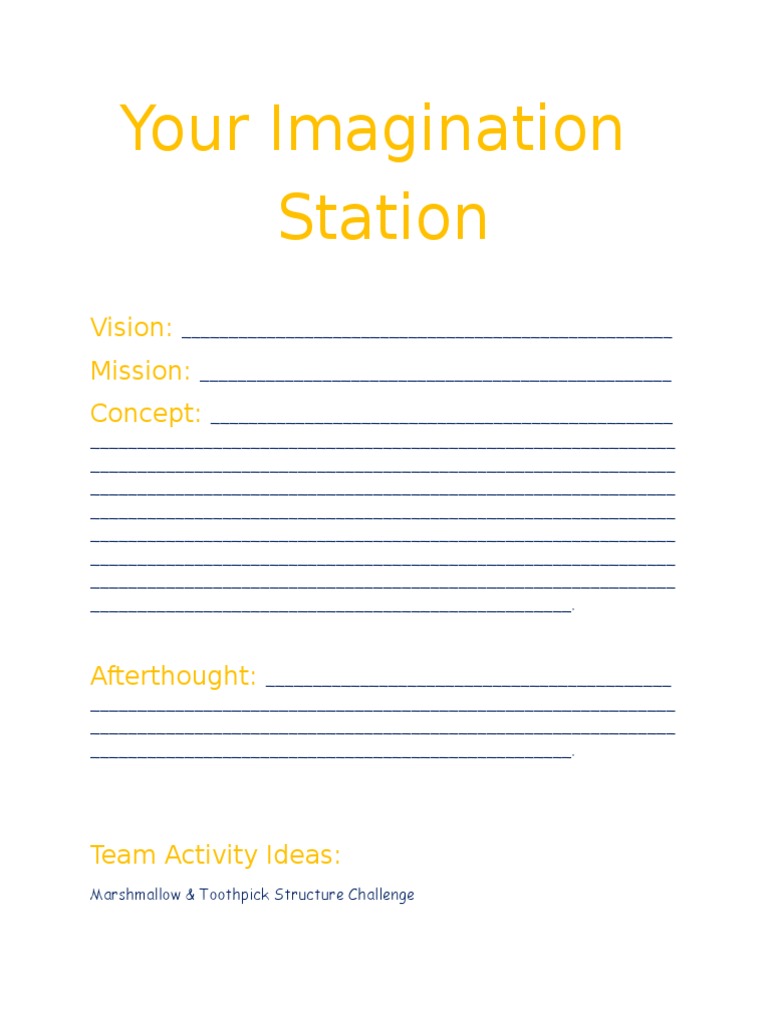Your Imagination Station Template | PDF | Teaching Methods & Materials