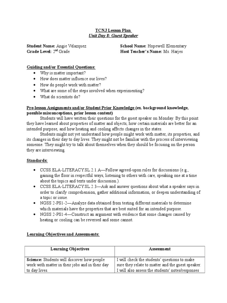Velazquez-Guest Speaker | PDF | Lesson Plan | Teaching