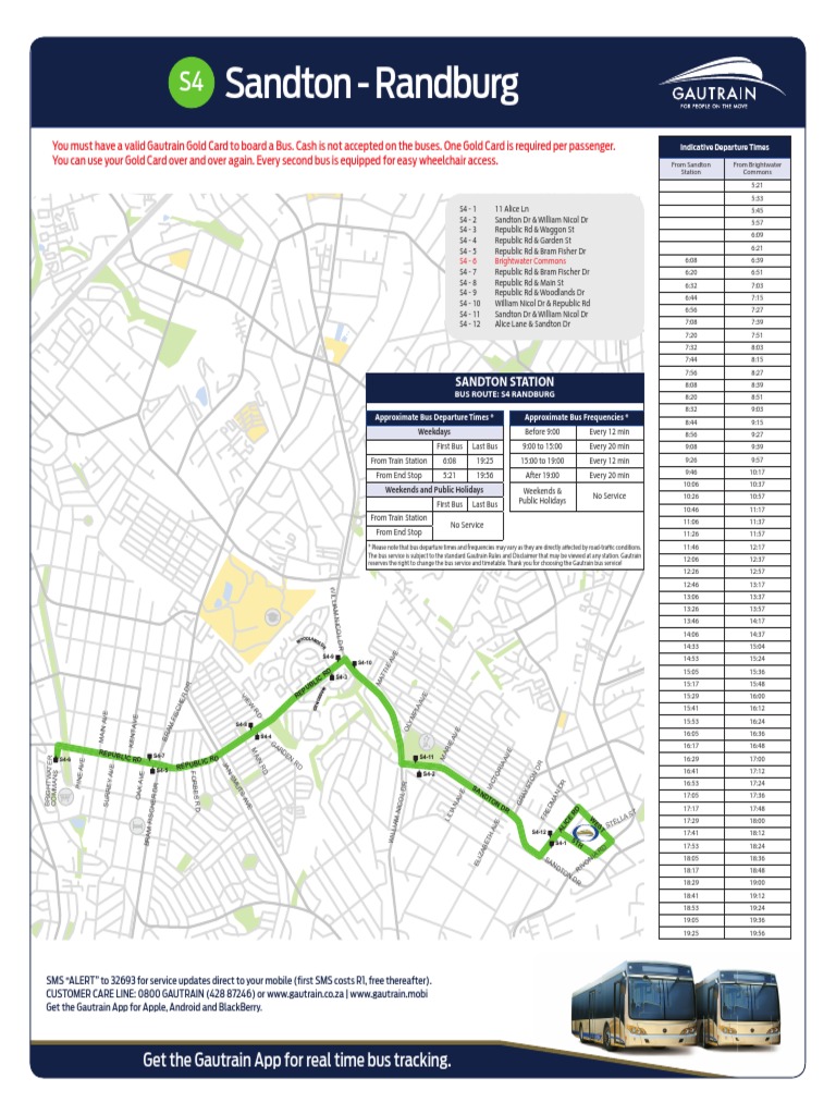 Bus Route Map Randburg S4 New | Bus Transport | Bus