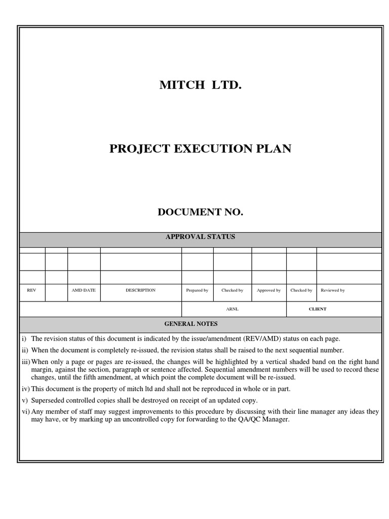 Project Execution Plan For Offshore Maintenance Coating Operation | PDF ...
