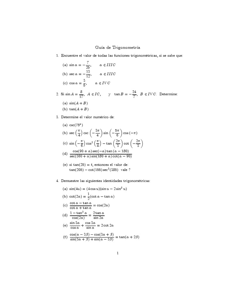 Guia Trigonometria Pdf Trigonometría Geometría Triangular