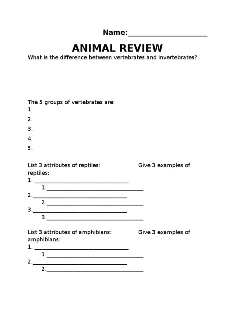 Vertebrates vs. Invertebrates Guide | PDF | Science & Mathematics