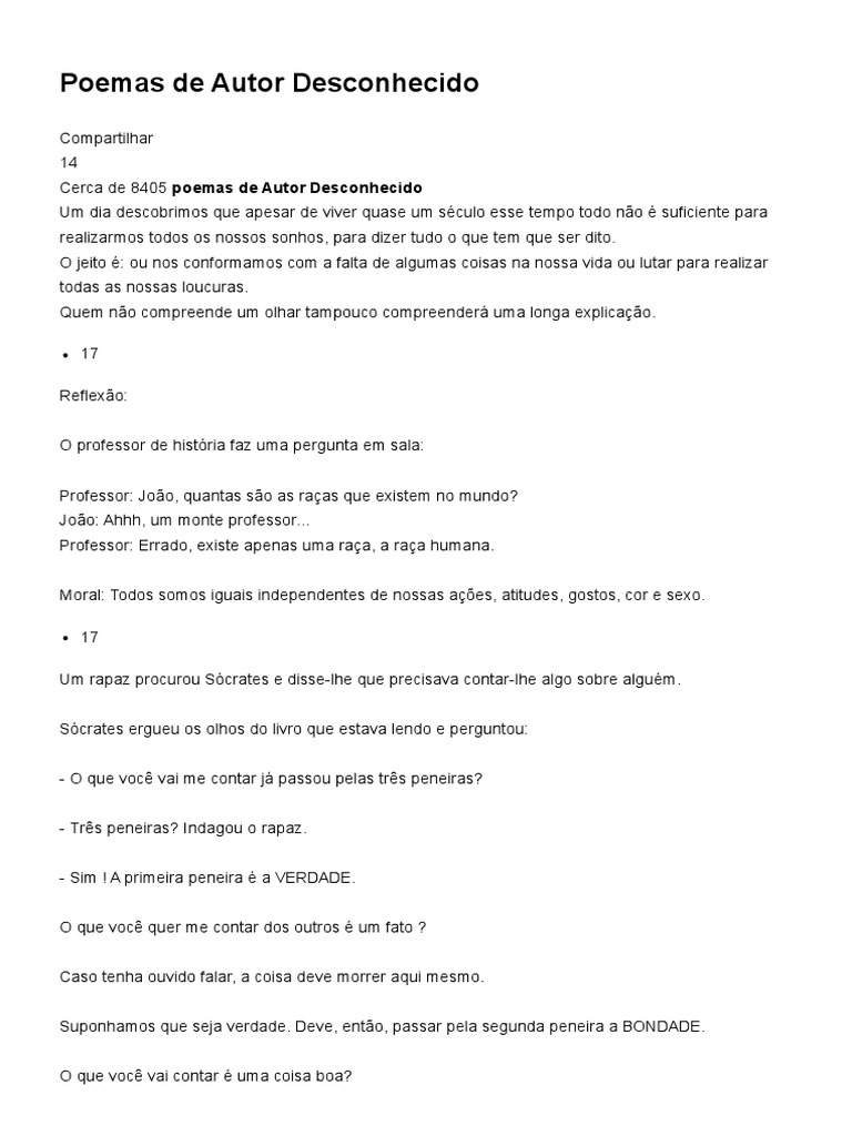 Poemas de Autor Desconhecido (25) - Pensador | PDF | Tao | Humano