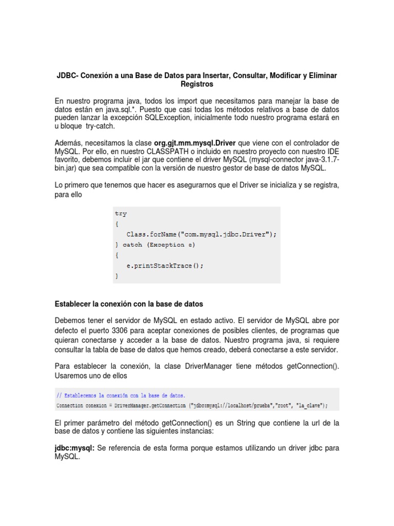 Conectando A Una Base De Datos Mysql Con Java Utilizando Jdbc Para