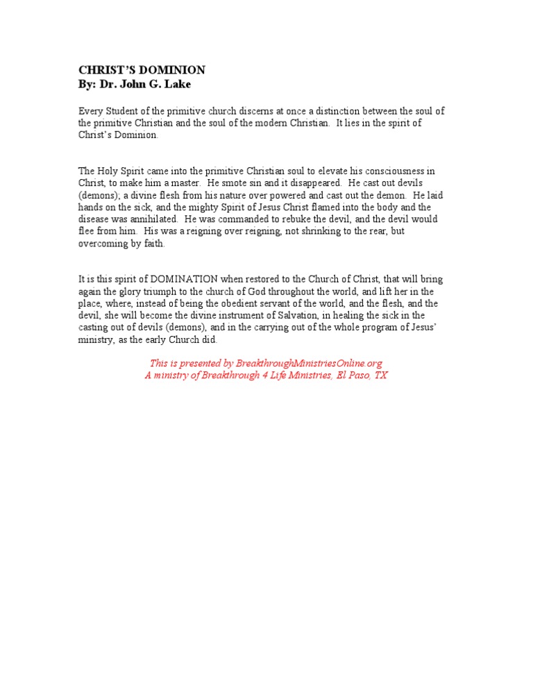 Christ's Dominion | PDF