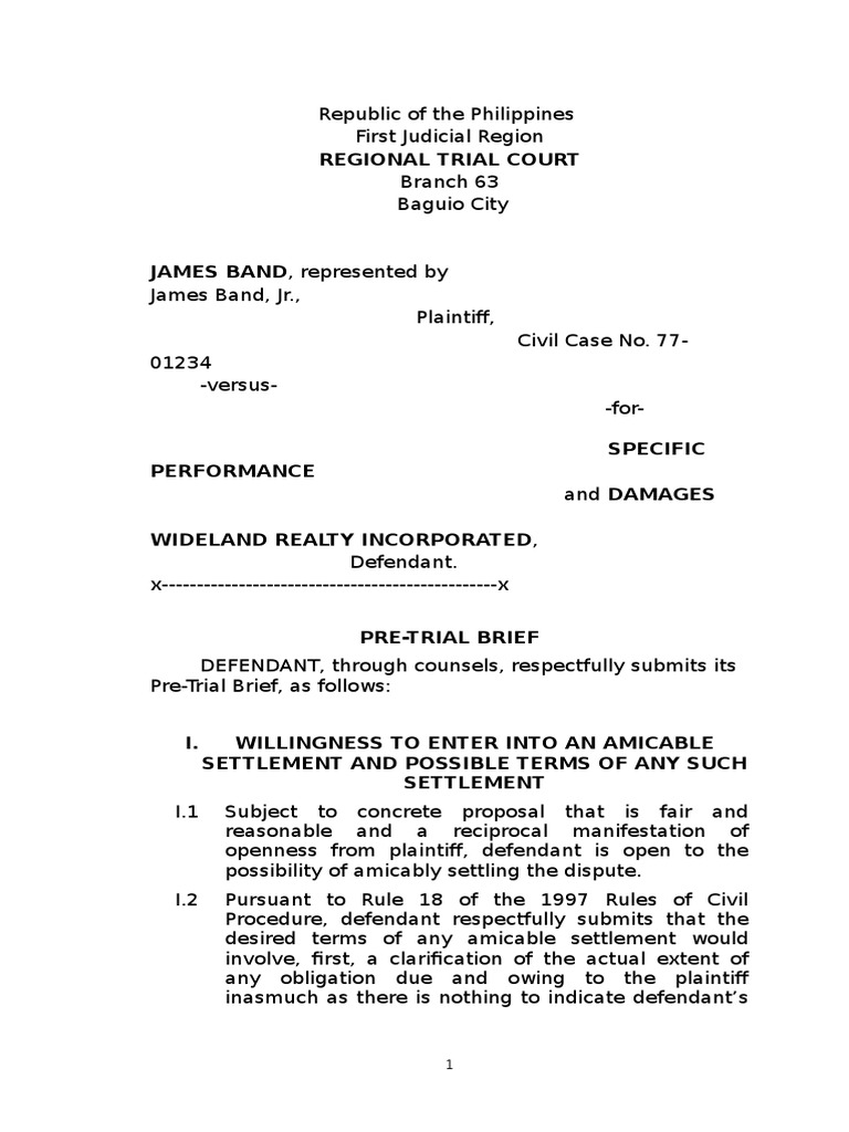 Pre-trial brief.docx | Lawsuit | Politics