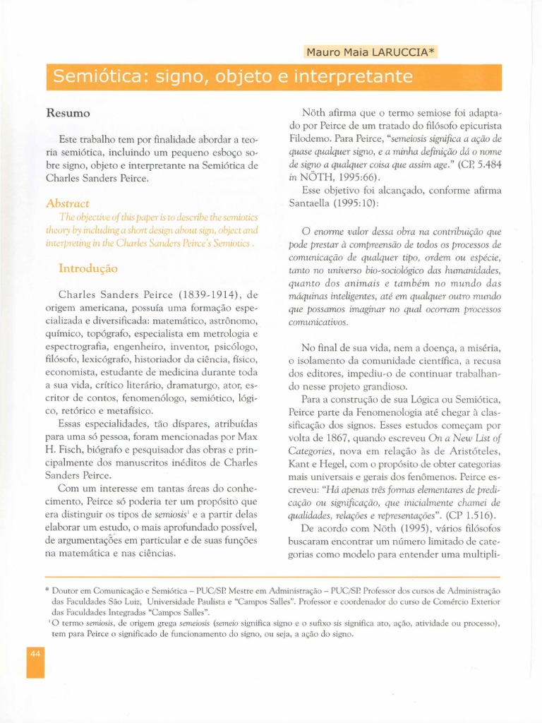 Signo, Objeto, Interpretante | PDF | Charles Sanders Peirce | Semiótica