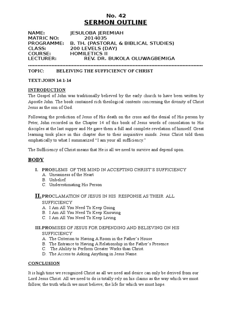 Homiletics Sermon Outline | PDF