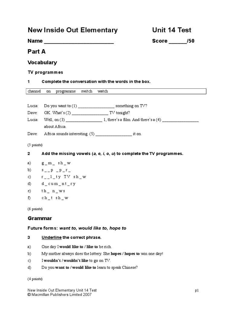 Unit 14 Test | PDF | Linguistics | Languages