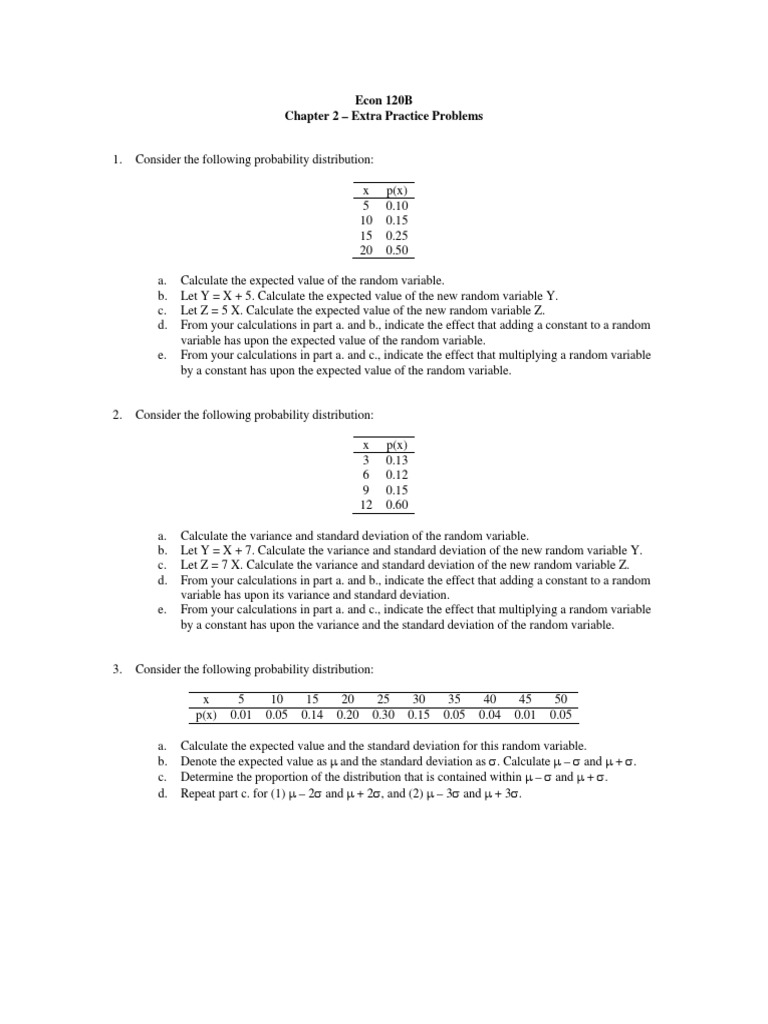 Chapter 2 - Extra Practice Problems | PDF | Mean | Standard Deviation