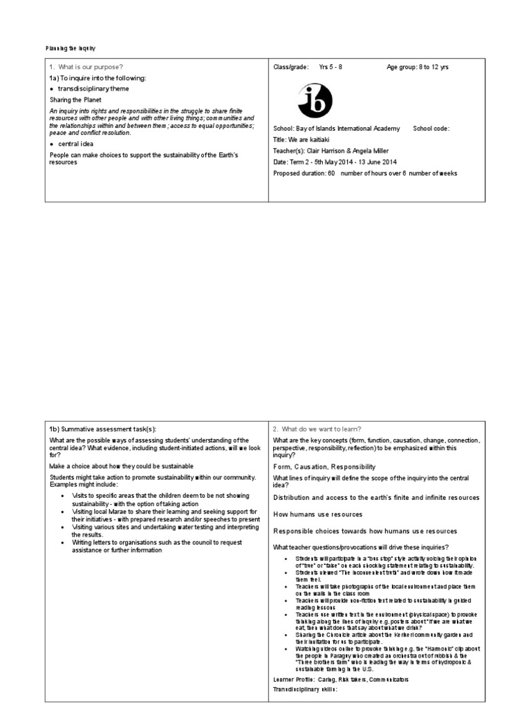 Sharing The Planet | PDF | Sustainability | Inquiry