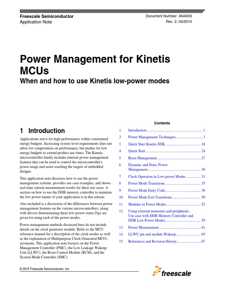 AN4503.Power Management For Kinetis | PDF | Microcontroller | Arm ...