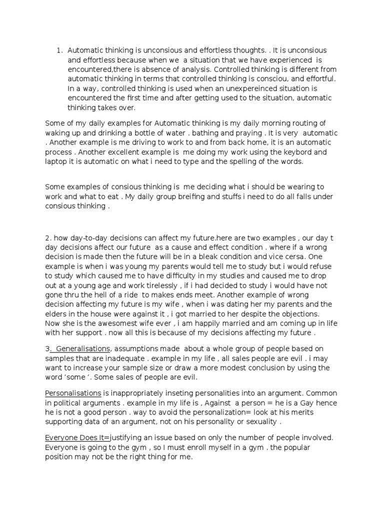 Understanding Automatic vs. Controlled Thinking | PDF | Thought ...