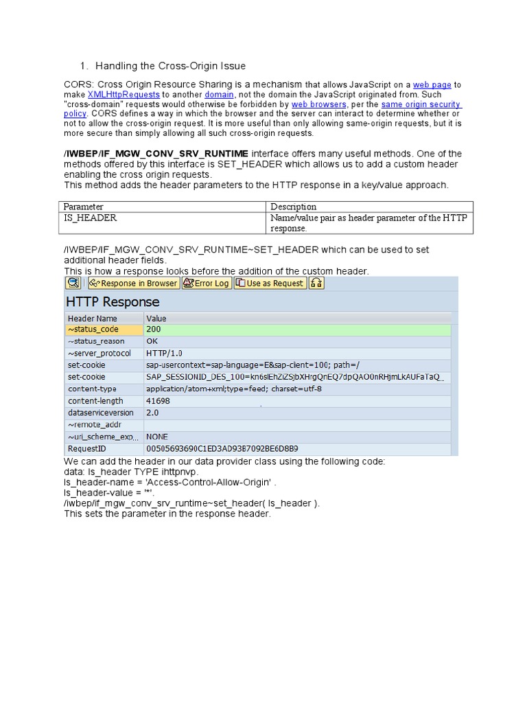 CORS Configuration in SAP WebDynpro | PDF