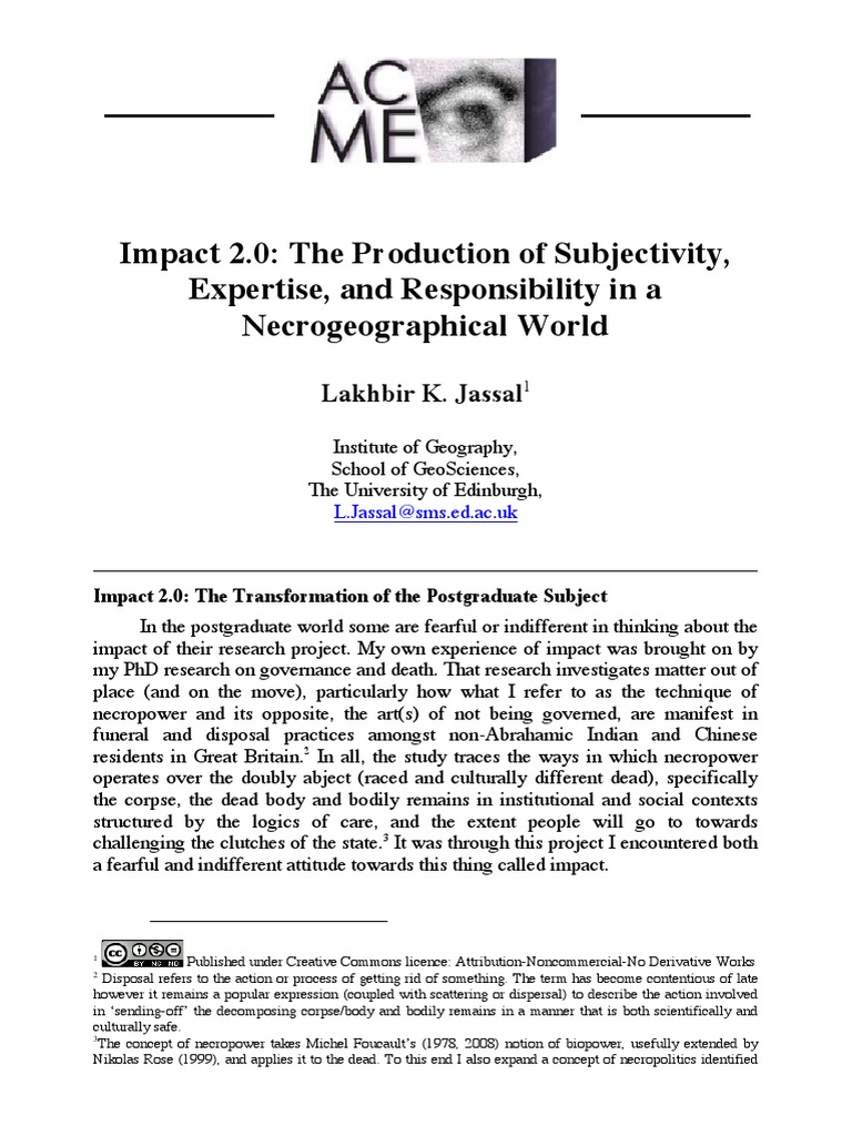 Impact 2.0 - The Production of Subjectivity, Expertise, and The ...