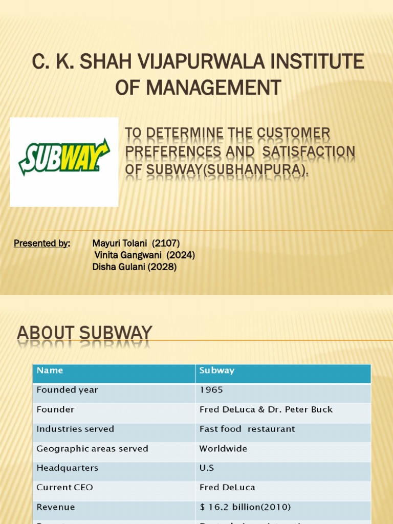 Subway | PDF | Survey Methodology | Marketing
