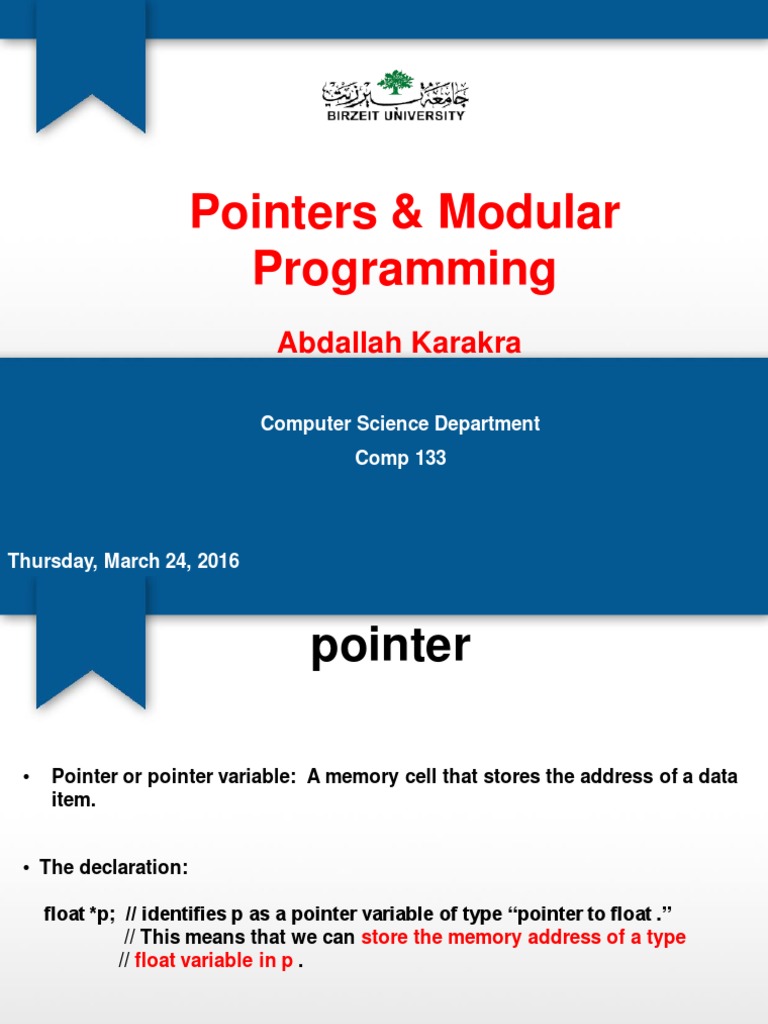 Pointers And Modular Programming Pdf Pointer Computer Programming Variable Computer Science