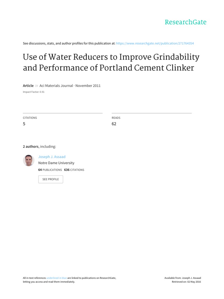 Use of Water Reducers To Impove Grindability and Performance of PC ...