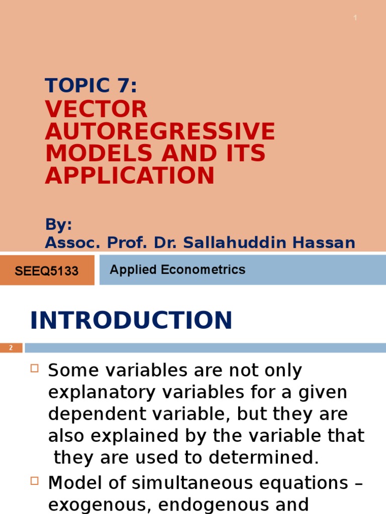 Lecture 7 VAR | PDF | Vector Autoregression | Endogeneity (Econometrics)