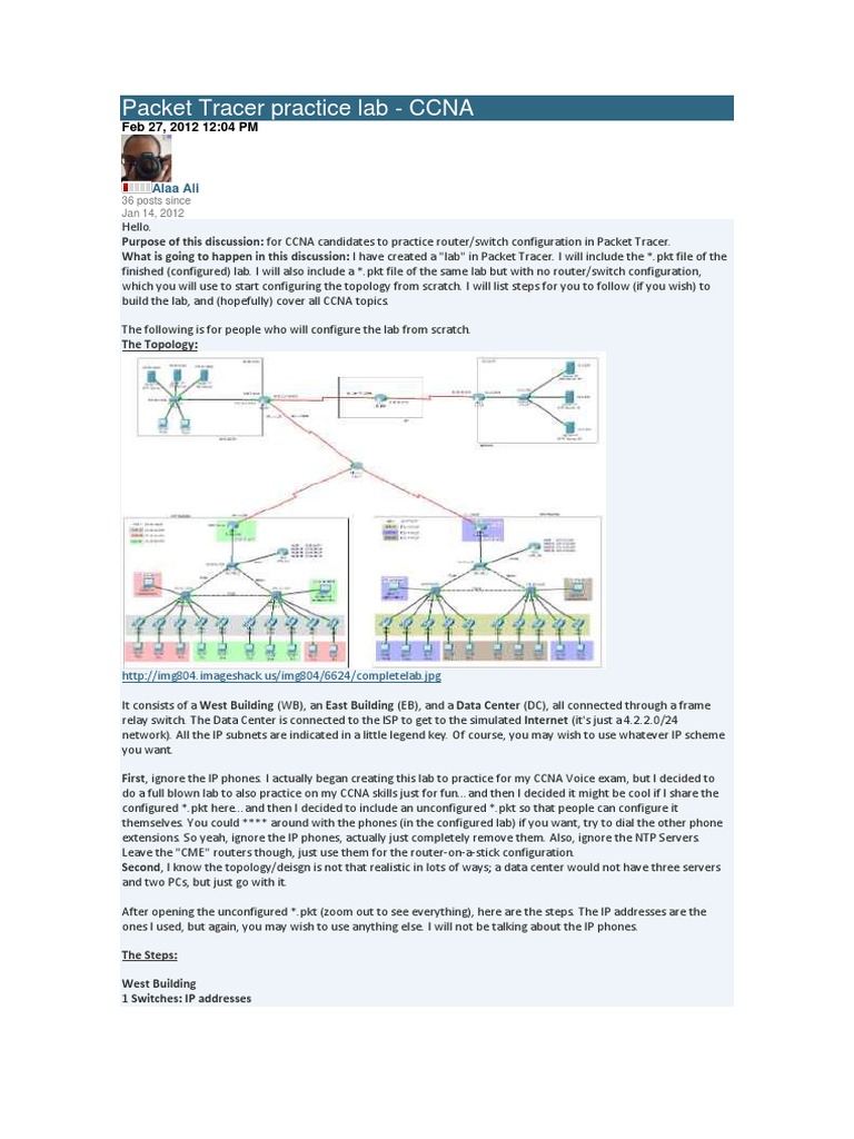 Packet Tracer Practice Lab | PDF | Ip Address | Router (Computing)