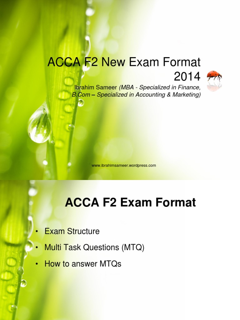 ACCA F2 New Exam Format 2014 | PDF