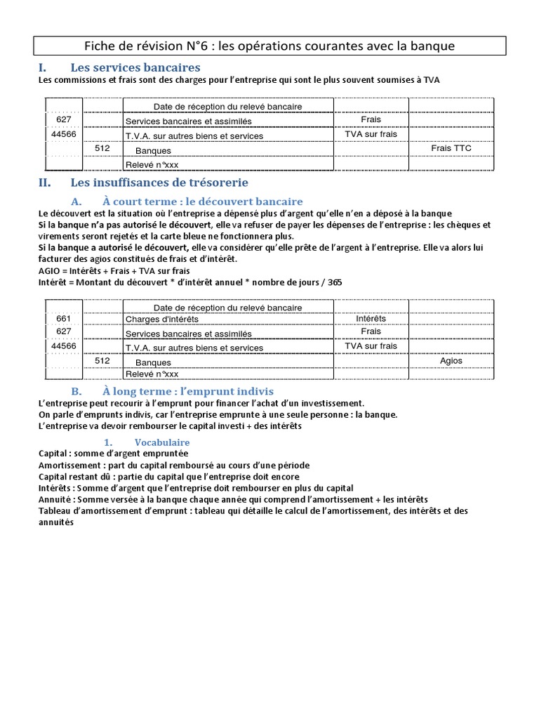 Opérations bancaires courantes expliquées | PDF | Prêts | Amortissement ...