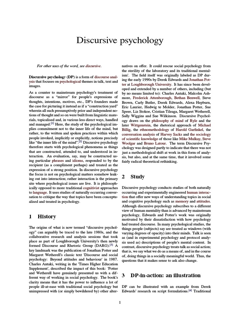 Discursive Psychology | PDF | Human Communication | Justification