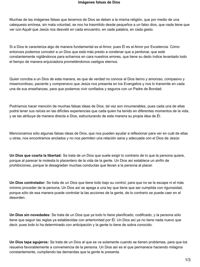 Falsas Concepciones de Dios | PDF | Dios | Perdón