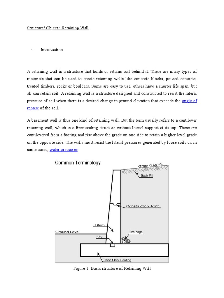 Analysis of Forces, Moments, and Structural Properties of Retaining ...