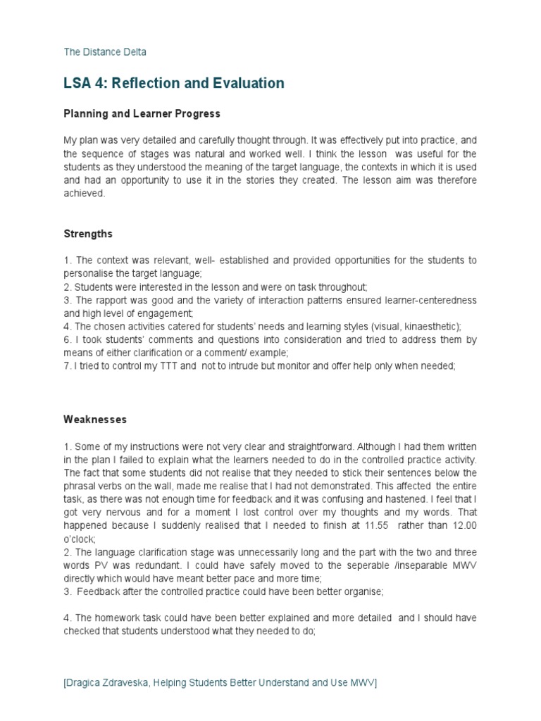 Lsa4 Evaluation Final | PDF | Second Language | Learning Styles