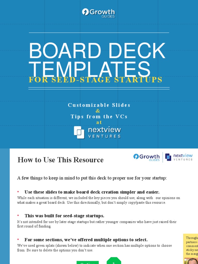 Startup Board Deck Templates NextView Ventures 1 | Tech Start Ups ...