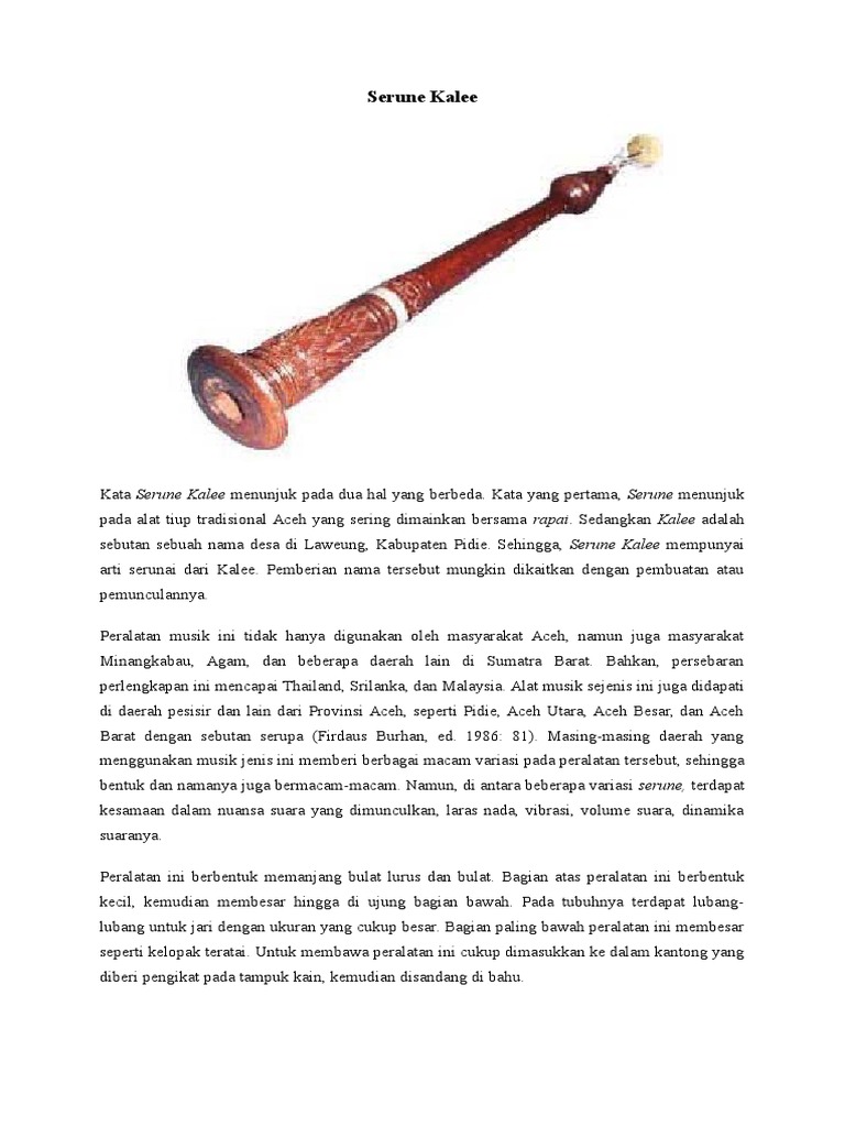 Serune Kalee: Alat Musik Tiup Tradisional Aceh | PDF