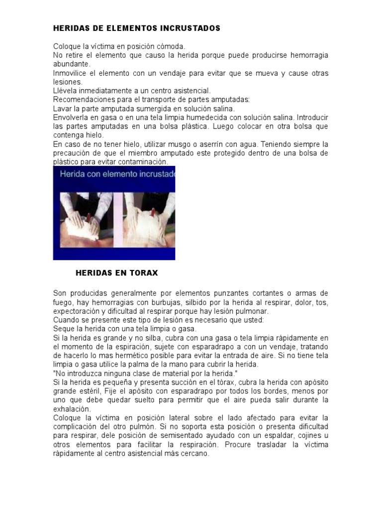Heridas de Elementos Incrustados | PDF | Quemar | Hombro