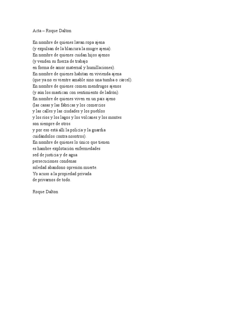 Acta - Roque Dalton | PDF
