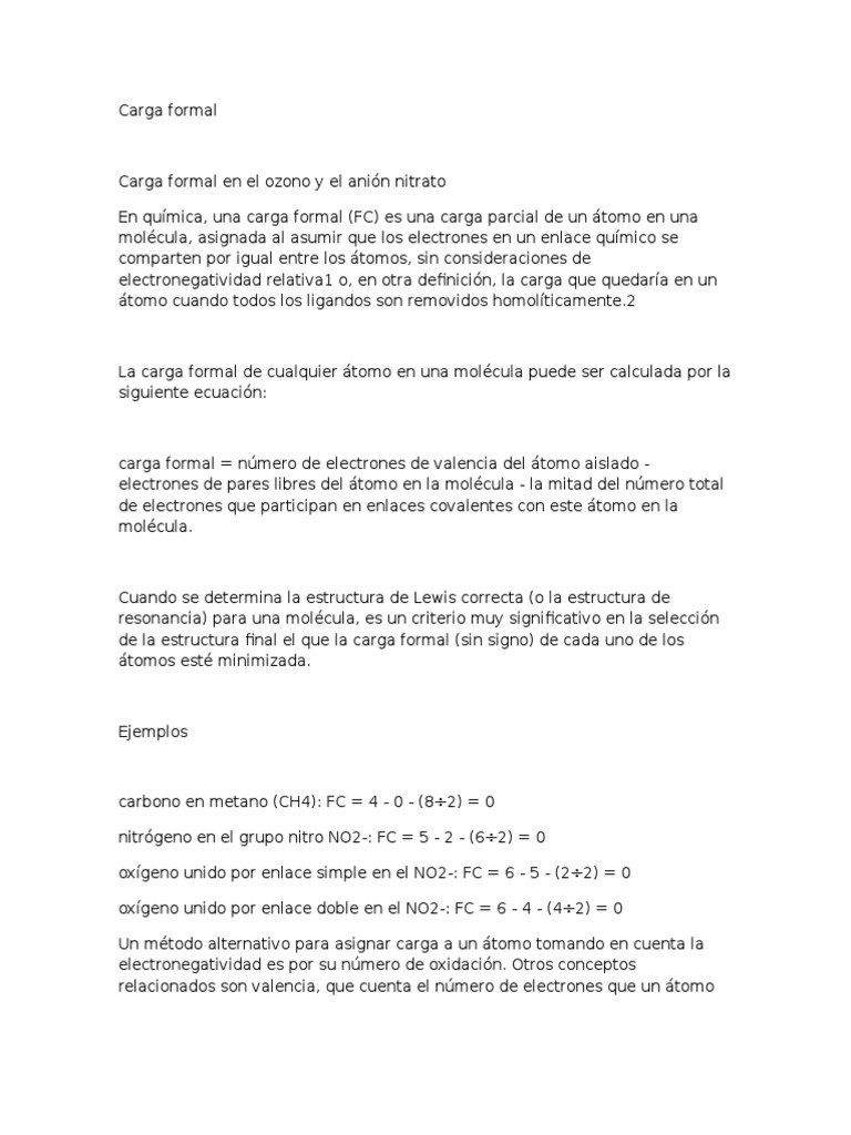 Carga Formal, Lewis | PDF | Enlace químico | Interacción