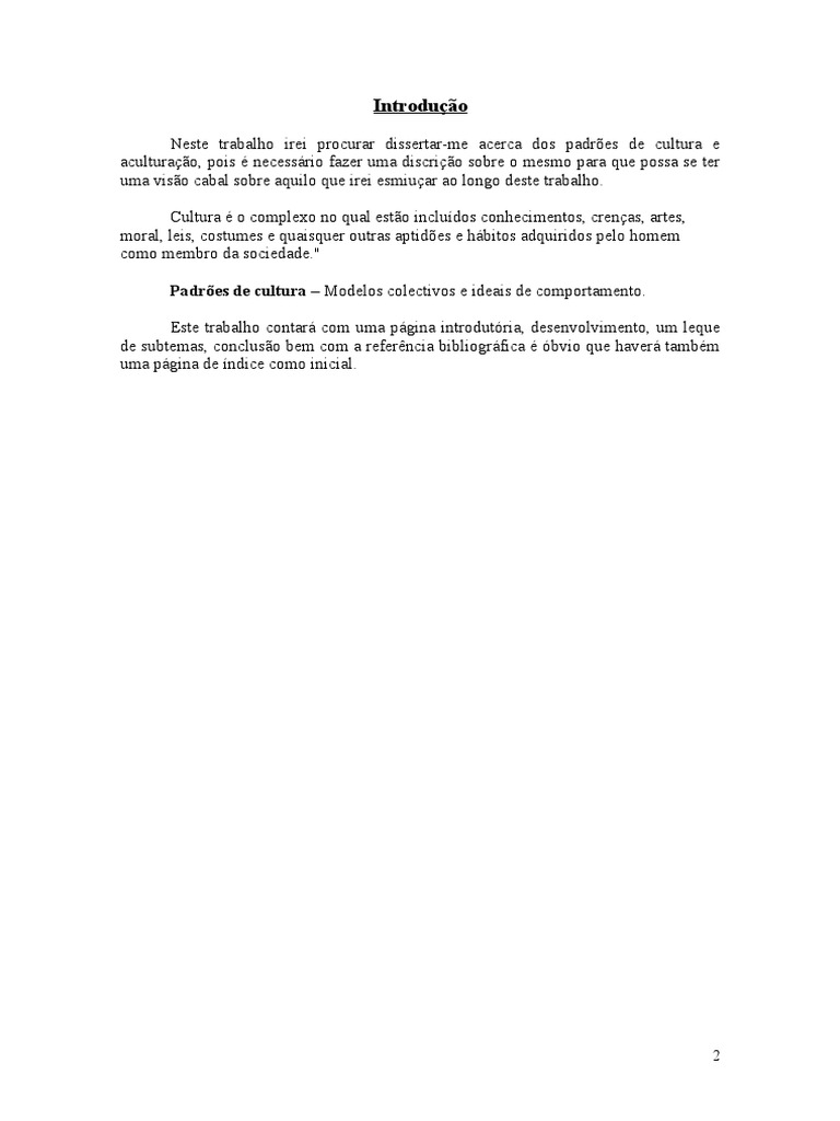 Padrões de Cultura e Aculturação | PDF | Antropologia | Psicologia